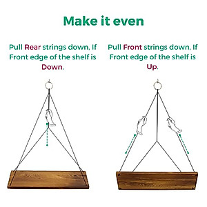 FORESTBARN Hanging Shelves, Set of 2, Boho Wall Decor Shelf, Floating Shelves, Rope Hanging Shelves, Hanging Shelf for Plants, Bedroom Bathroom Living Room Wall Shelves, Brown…