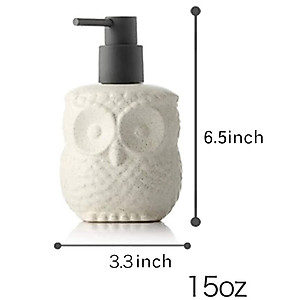 123Arts Ceramic Owl Shape Soap Dispenser Soap Bottle Lotion Bottle with Pump