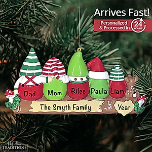 Family Personalized Christmas Ornaments 2023 - Fast & Free 24h Customization – Gnomes Family of 5 Christmas Decorations with Name - Comes Gift-Wrapped - Precious Moments