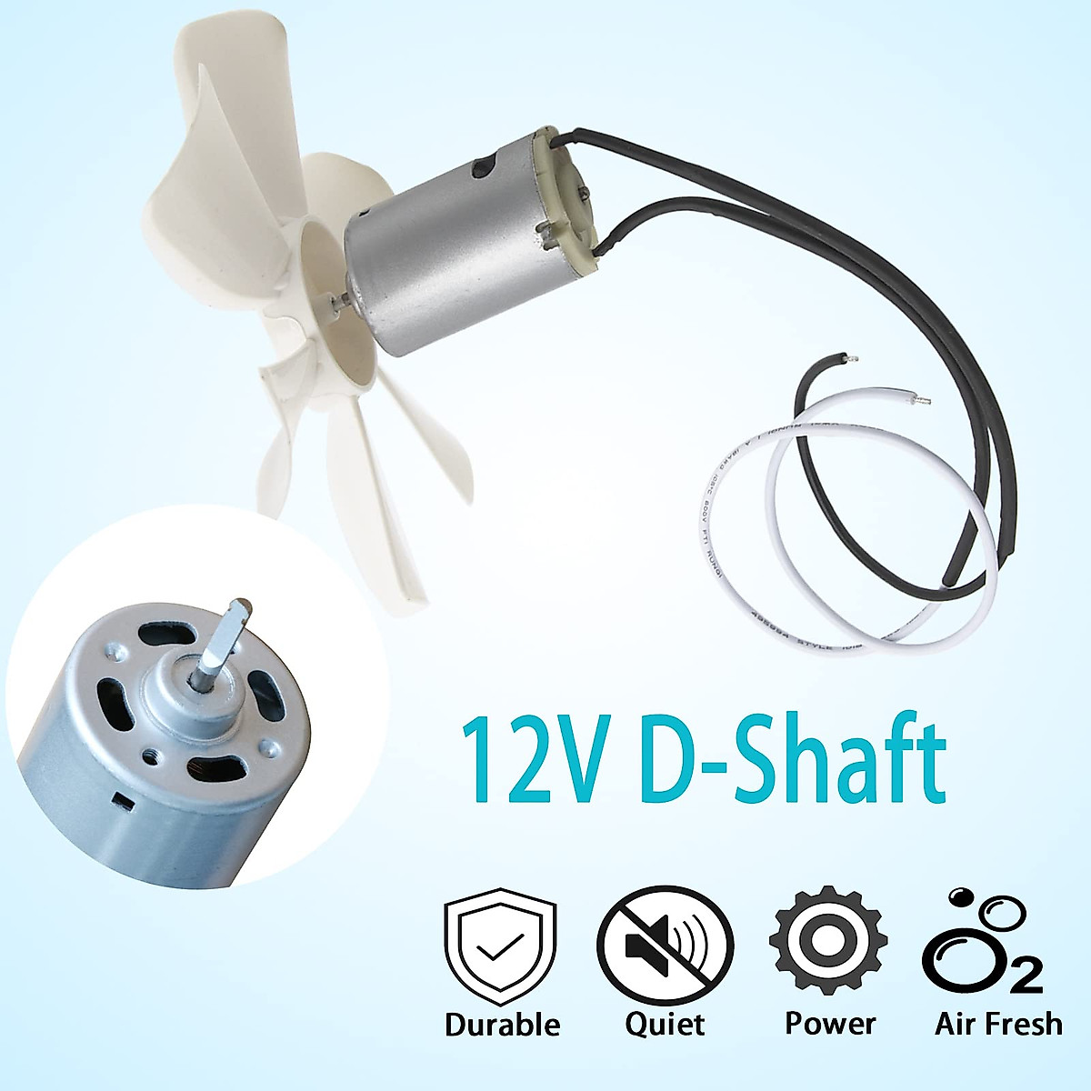 6’’ RV Vent Fan Motor & Fan Blade Replacement, 12V D-Shaft RV Vent Motor Compatible with Heng's, Elixir, Jensen, Jayco,Toyota Dolphin RV