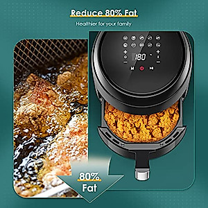 Air Fryer 4.5 Quart Small Air Fryers with 10-in-1 One-touch Program, Non-stick Basket, Dishwasher Safe, Auto Shut-Off, Compact Air Fryer for 2-3 people, Black