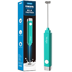 Venigo Handheld Milk Frother, Battery Operated Electric Foam Maker for Drink Mixer, Perfect for Bulletproof Coffee, Matcha, Cappuccino And Hot Chocolate (Green)