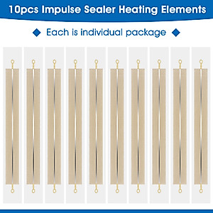 Piriuuo10 Pcs Impulse Sealer Replacement Parts, Impulse Heat Sealer Strips 8 inch Heat Seal Strips Heat Sealer Replacement Element Impulse Sealer Service Spare Repair Kits for Hand Heat Sealers