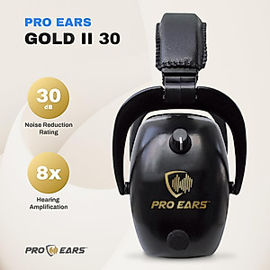 Pro Ears Gold II 30 Over-Ear Electronic Hearing Protection Headphones - Black, 30 NRR, Gel Ear Seals, DLSC Tech, Military Grade - Ideal for Shooting
