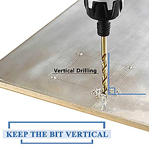 Mesee 13 Pieces Titanium Coated HSS Twist Drill Bit Set, Hex Shank High Speed Steel Drill Bits 1.5mm-6.5mm Quick Change Woodworking Drilling Tool