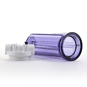 Hydronix HF3-10CLWH34PR, 10" Clear Housing with White Rib Cap For RO & Filtration Systems, 3/4" Ports with Relief Button