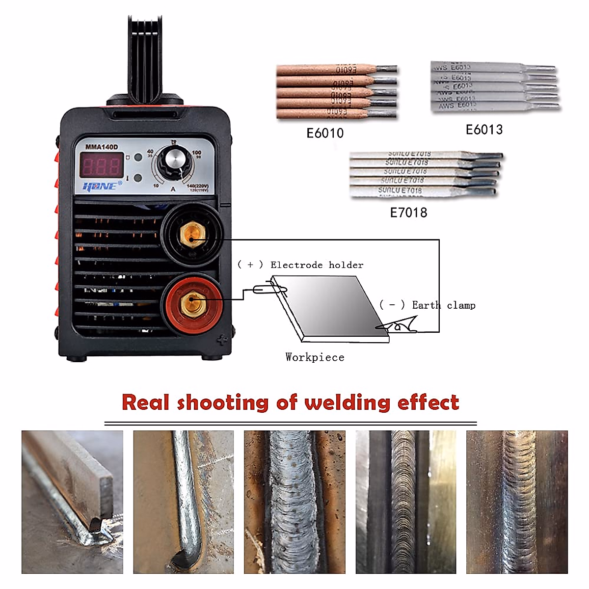 HONE Stick Welder, 110V/220V Actual 140Amp ARC Welder Machine, IGBT Inverter Digital Display LCD Welding Machines with Hot Start Arc Force Anti-Stick, High Efficiency for 1/16"-1/8" Welding Rod.