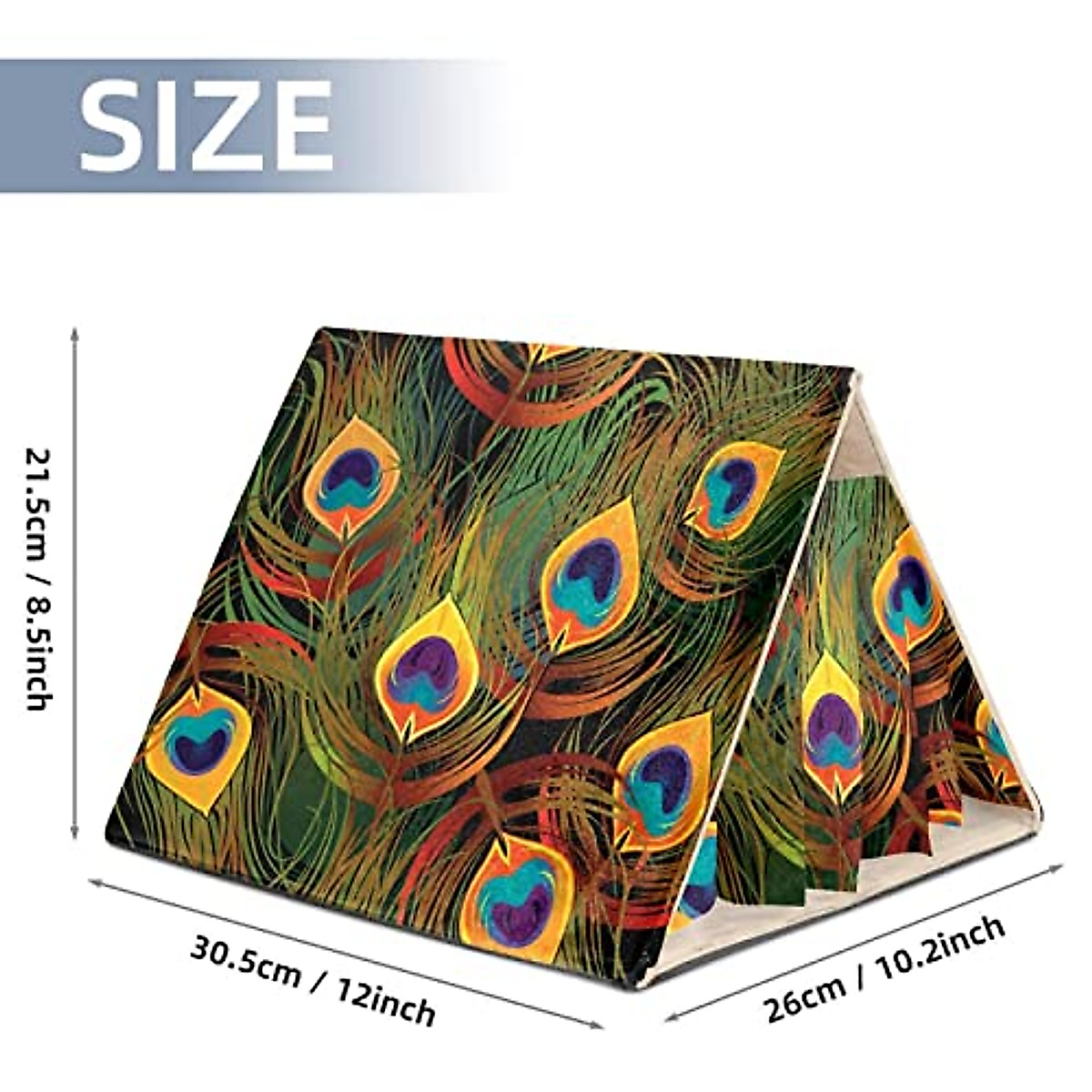 Small Pet Hideout Peacock Feathers Pattern Hamster House Guinea Pig Playhouse for Dwarf Rabbits Hedgehogs Chinchillas