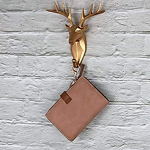 Kepfire Elegant Wall Art Cartoon Bedroom Christmas Hook Mural Home Decoration Creative Animal Gold Deer Head Coat Bag Key Cap Punch-Free Hanging Resin Nordic Style