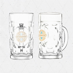 BAVARIA TRACHTEN Oktoberfest Glass Beer Mug - Authentic Beer Stein - Traditional German Beer Mugs - Franziskaner Mug Weissbier Glass - 1 Liter 34 oz Beer Mug - Extra Large