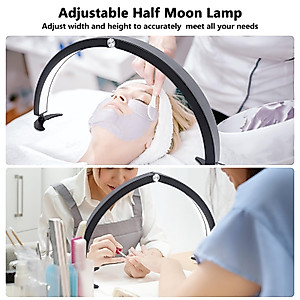Gicrymil Half Moon Light for Nail Desk, 29in Half Moon Table Lamp Nail Desk Lamp with Wire Controller & Remote, Lash Light Lamp for Eyelash Extensions Tattoo PMU, 7 Cool/Warm Tones & 10 Brightness