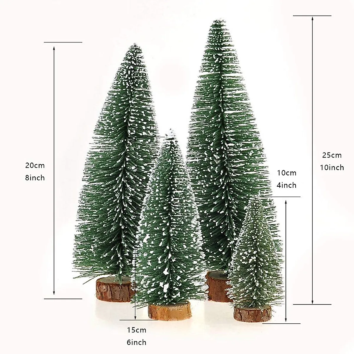 ANLL Desktop Miniature Pine Tree,Small Tabletop Christmas Tree, Mini Sisal Trees with Wood Base Bottle Brush Trees Toppers Snow Ornaments for Crafts, Displaying Christmas Party Home Decoration