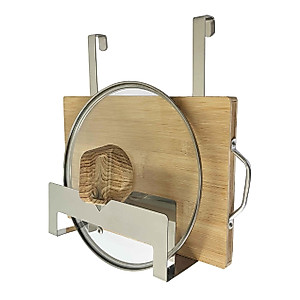 OeckuXIY 2 Pack, Pan and Pot Lid Organizer, Cabinet Door or Wall Mount Cutting Board Holder, Bakeware Tray Rack, No Drill, Mirror Polished