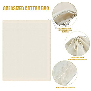 Pangda 15 Packs Muslin Bags Cloth Bags with Drawstring Canvas Large Storage Bags Bulk Cotton Reusable Grocery Bags DIY Craft Sachet Bag for Party Wedding Home Storage, Natural Color (15 x 22 Inches)