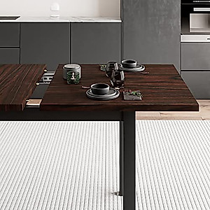 Feonase 3-Piece 63" XL Large Dining Table Set for 4-8 People, Extendable Kitchen Table Set with 2 Benches, Dining Room Table with Metal Frame and Solid MDF Wood Board, Easy Assembly, Espresso