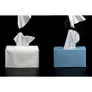 VETY[EmphaSeams] Bottom Touch Fastener-Tissue Box Cover, PU Leather 9.5"x5"x5" Rectangle-Bathroom Organizer,Accessories, Bathroom Vanity, Countertop, Night Stand, Office Desk, Modern Stylish - Mint