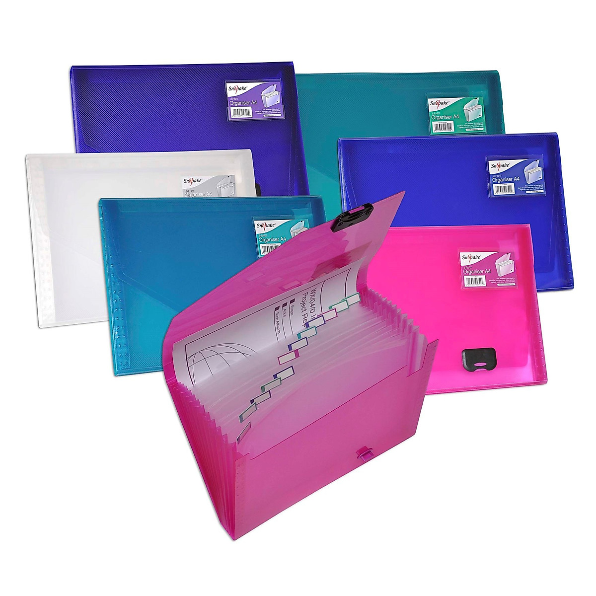 Snopake A4 Expanding Organiser 6-Part – Electra Assorted [Pack of 10] Ref: 13821