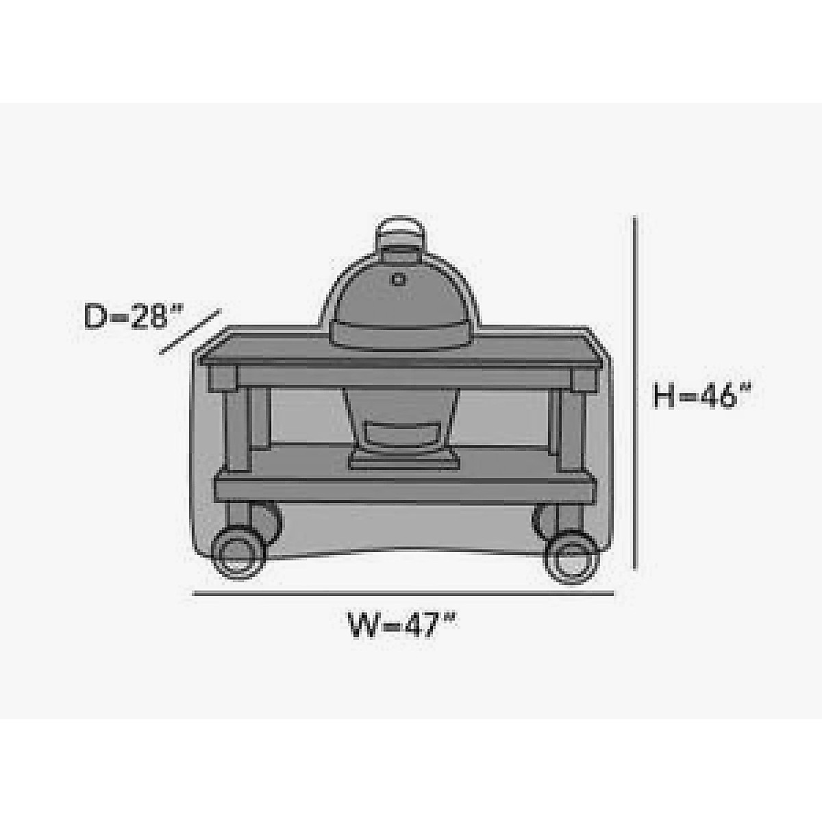 Covermates Kamado Cart Grill Cover - Weather Resistant Outdoor Cover, Protects Big Green Egg Large Table and Round Grills Outdoor, Classic 12-Guage Vinyl, Cart 47W x 28D x 46H, Black