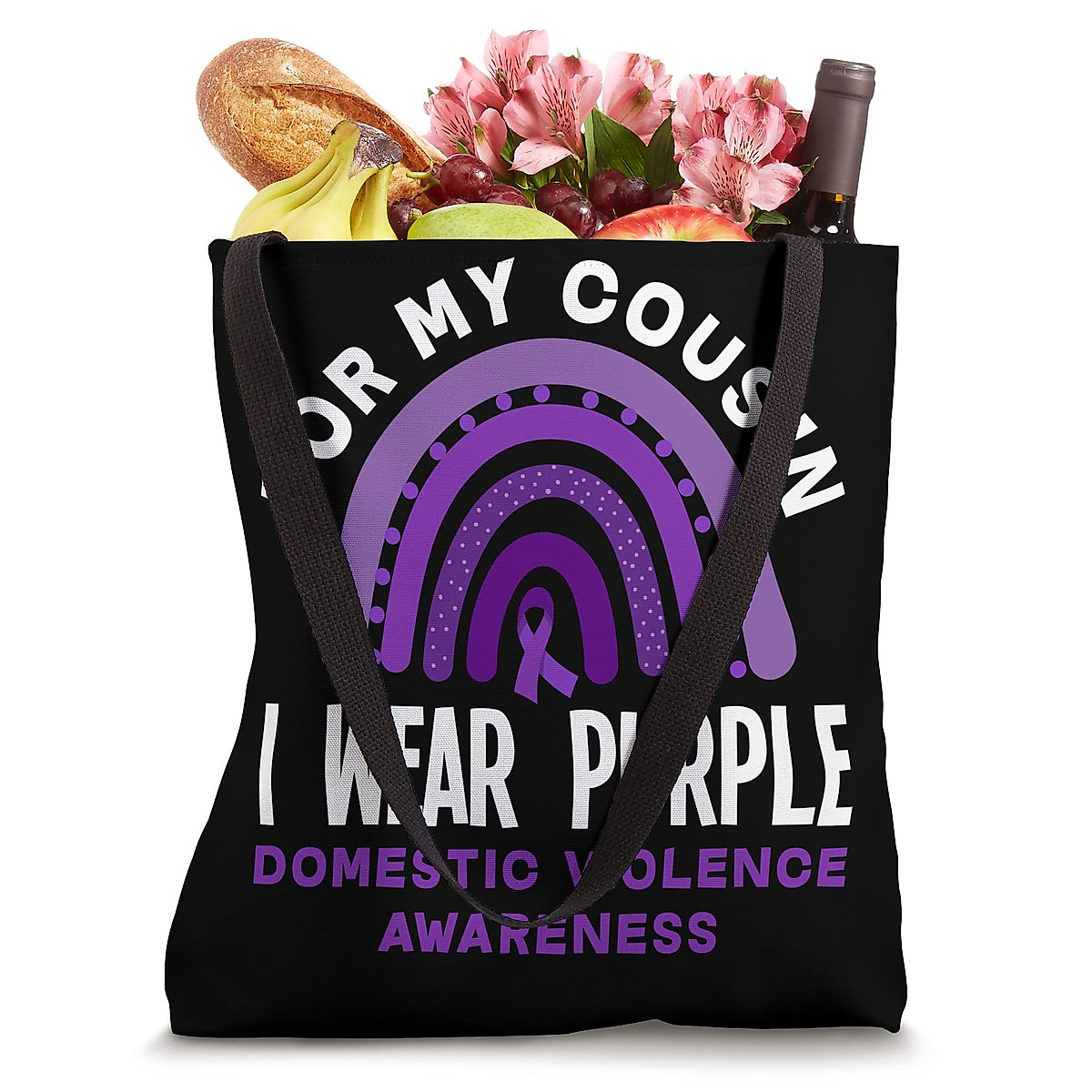 I Wear Purple For My Cousin Domestic Violence Awareness Tote Bag