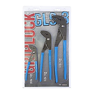 Channellock GLS-3 Tongue and Groove Plier Set, Dipped, 3Pcs. Blue, 6.5", 9.5", 12.5"