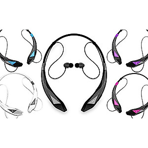 Aduro Amplify Pro SBN45 Wireless Stereo Around The Neck Earbud Headphone Headset (Black/Pink)