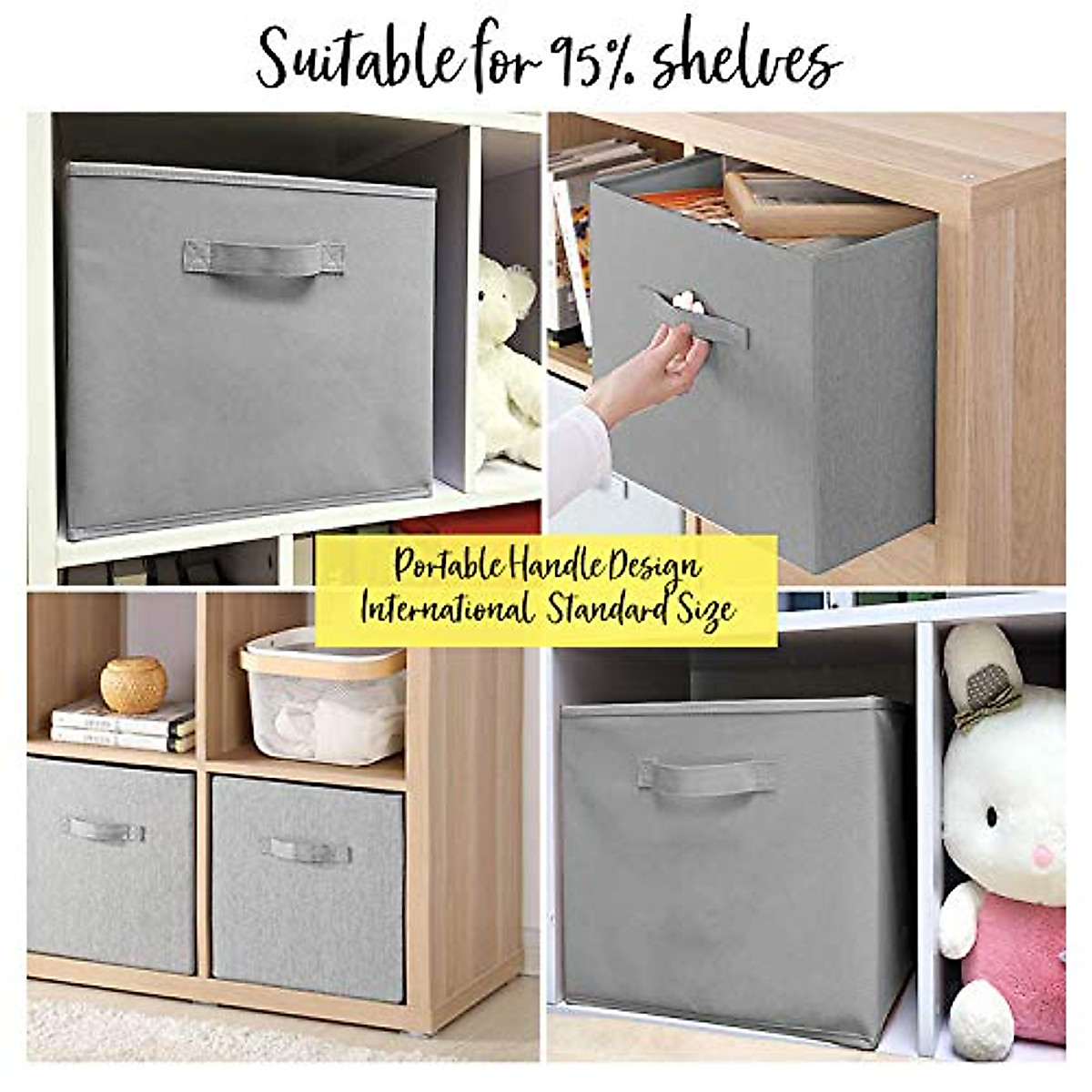 Storage Box Storage Bins 3 Pack Storage Cube Basket Bins Cloth Folding Box Closet Drawers Container Dresser Basket Organizer Shelf Collapsible for Underwear Sock Bra Tight Kids Toy (Gray)