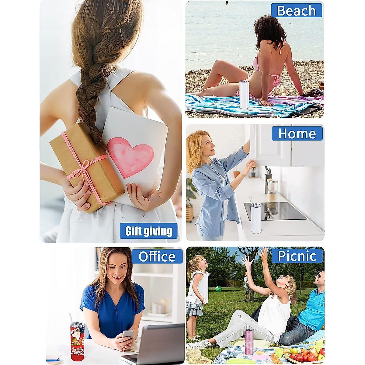 SVZIOOG Sublimation Tumblers bulk 20 oz Skinny,4 Pack Stainless Steel Double Wall Insulated Straight Sublimation Tumbler Cups Blank White with Lid, Individually Box,Polymer Coating for Heat Transfer