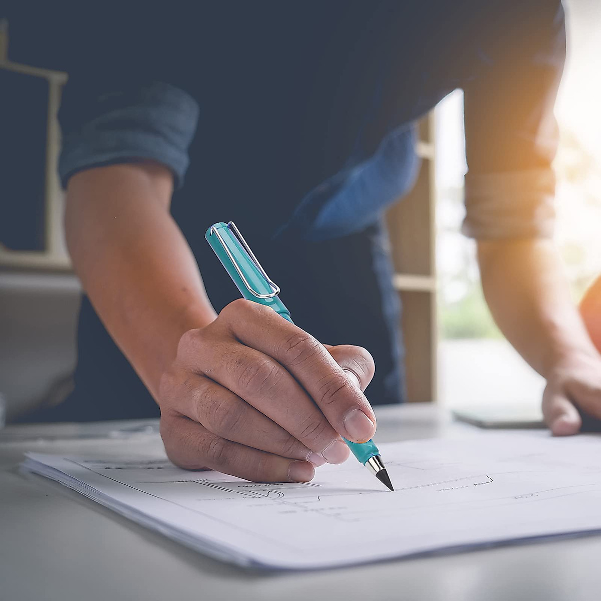 WOODZI 6 Sets Inkless Everlasting, Infinity Magic Pencil with Eraser, Tree-Friendly Cute Forever Pencil for Kids Writing, Sketch, Drawing, (6 Pencils + 6 Erasers + 6 Replacement Pen Tips)