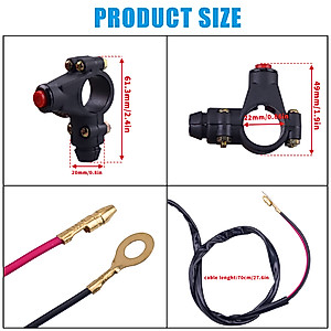 JINGKE 7/8" 22mm Handlebar 2 Wire Tether Kill Switch Apply to Taotao 110cc 125cc Dirt Pit Bike ATV 4 Wheeler Quad Trail Bike