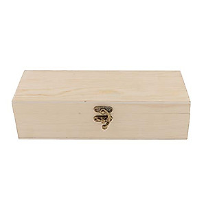 Bonarty 4 Slots Unfinished Wood Box, Square Wood Jewelry Box with Locking Clasp Wood Box Organizer for Crafting Gift Box Artist Tool and Brush Storage Box