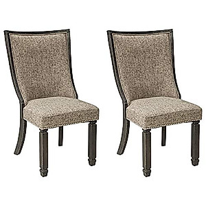 Signature Design by Ashley Tyler Creek Urban Farmhouse Upholstered Dining Chair, 2 Count, Almost Black