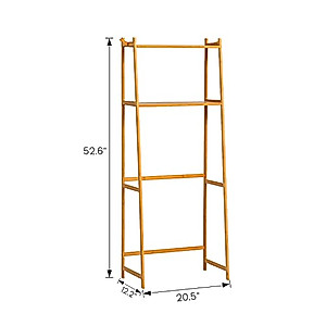 MoNiBloom 2-Tier Bamboo Over The Toilet Storage Rack with Hooks Freestanding Bathroom Space Saver Corner Stand Storage Organizer, Natural