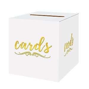 sunepany White Card Box Cardboard Card Box for Birthday Bridal & Baby Shower Graduation Funeral Envelope Box for Party Gold Card Box with Slot Wedding Money Box Raffle Box