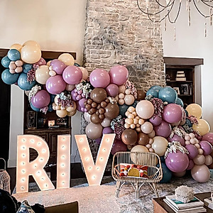 Dusty Pink Blush Balloon Garland Arch Kit,Double-Stuffed Dusty Pink Nude Coffee Blue Balloons for Birthday Bridal Baby Shower Wedding Party Decorations