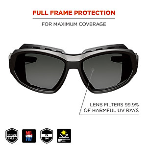 Ergodyne - 56033 Skullerz Loki Convertible Anti-Fog Safety Sunglasses, Smoke Lens- Includes Gasket and Strap to Convert to Goggle Anti-fog Smoke Lens, Black Frame