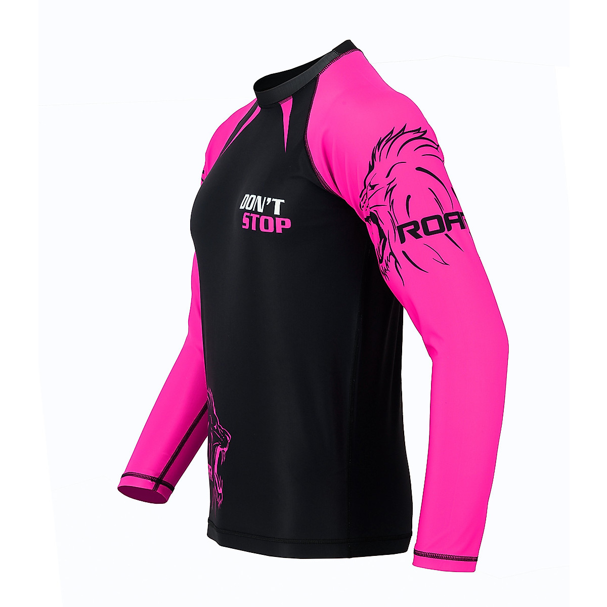 Roar No Gi Full Set Ladies Grappling Rash Guard Female Fight Wear (Pink-Black, Small)