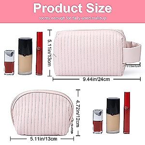 VOOWO 2 Piece Small Makeup Bag for Purse, Small Cosmetic Bags for Women, PU Leather Waterproof Mini Make Up Bag Travel Essentials for Women, Portable Small Makeup Pouch Cute Cosmetic Pouch (Pink)