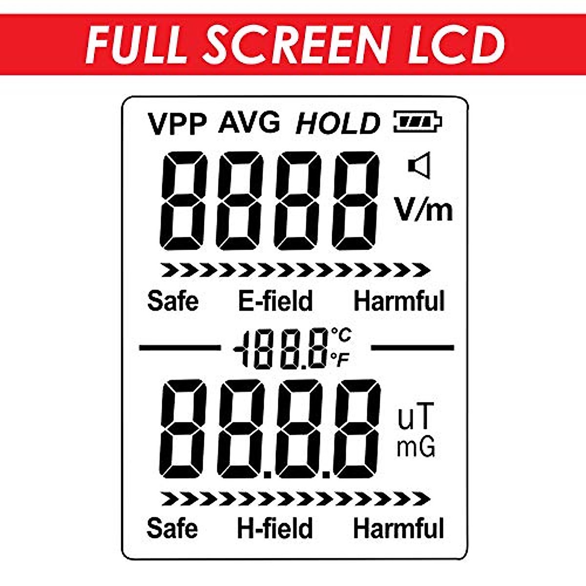 EMF Meter Digital Electromagnetic Field Radiation Detector with Sound Light Alarm Function, Rechargeable Handheld EMF Tester for Electric Magnetic Field Inspection, Home, Office and Ghost Hunting