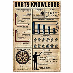 Vintage tin Sign Darts Knowledge Coffee Shop bar Club Metal Sign Wall Decorative Art Printing Poster 12x16 inches