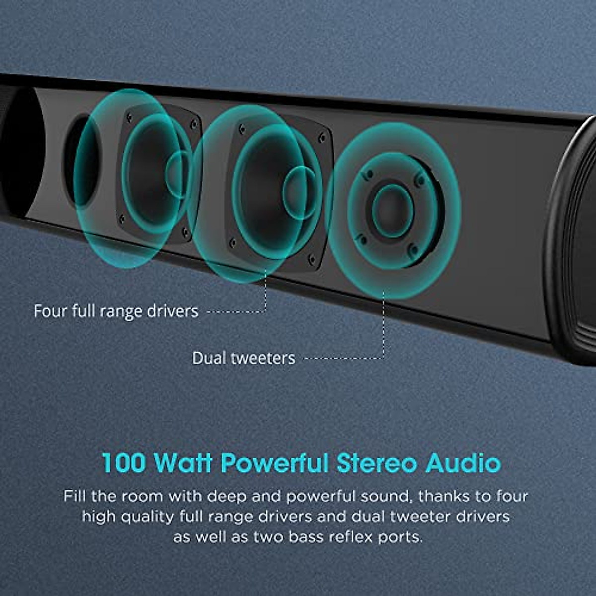 BESTISAN 100 Watt 40 Inch TV Sound Bar, Home Theater System Wired and Wireless Soundbar Speaker(Bluetooth 5.0, 105dB, Dsp Audio, Bass Adjustable, Wall Mountable)