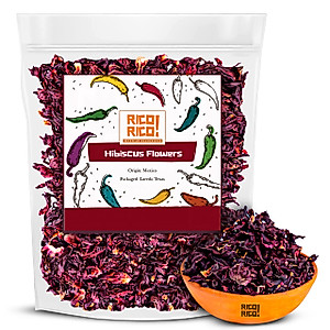 RICO Dried Hibiscus Flowers 4 oz, Great For Tea, Jamaica Tea - 100% Natural Flowers, Cut and Sifted Packaged In Resealable Bag