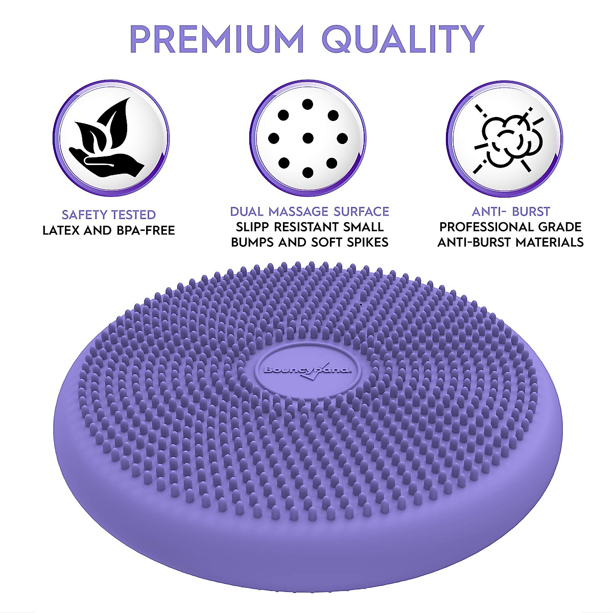 Bouncyband – Wiggle Seat – Purple, 13” D – Large Sensory Cushion for Kids Ages 6-18+ – Promotes Active Learning, Improves Student Productivity, Includes Easy-Inflation Pump