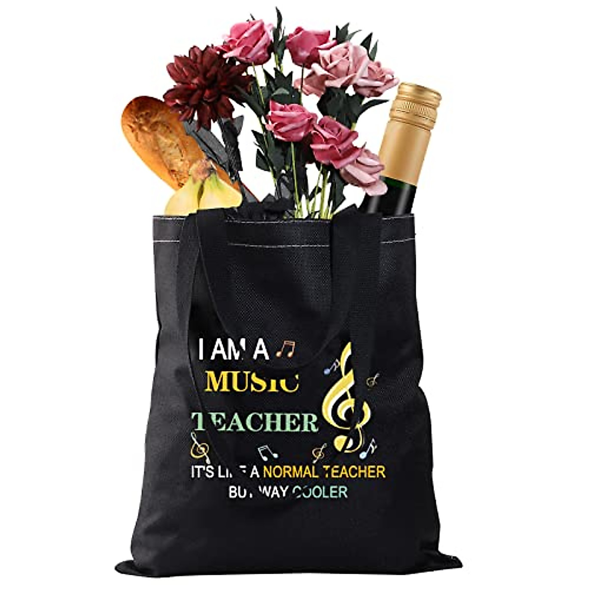 CMNIM Music Teacher Gifts Tote Bag Thank You Gifts for Music Teachers Appreciation Gifts for Piano Violin Guitar Teacher Bag (Music Teacher Tote Bag)