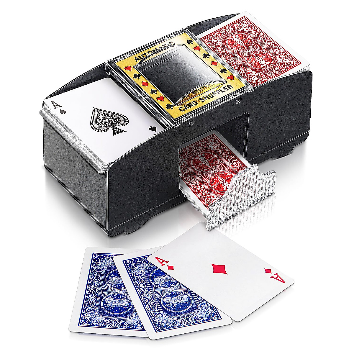 ARTISHION Automatic Card Shuffler - 1-2 Deck, Poker Shuffler Machine, Casino Card Electric Shuffler, Lower Noise Playing Card Shuffler for UNO, Phase 10, Poker Skip Bo Card Games, Sleeved Card