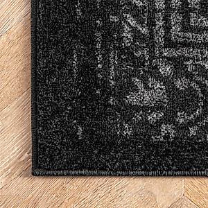 nuLOOM Arlena Vintage Traditional Area Rug - 7x9 Area Rug Modern/Contemporary Black/Grey Rugs for Living Room Bedroom Dining Room Kitchen