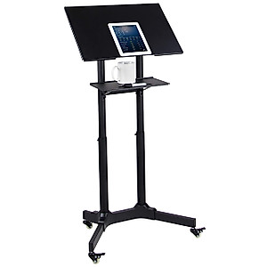 Mount-It! Mobile Standing Height Desk, Portable Podium and Rolling Presentation Lectern, Laptop Stand Up Desk with Caster Wheels (MI-7971)