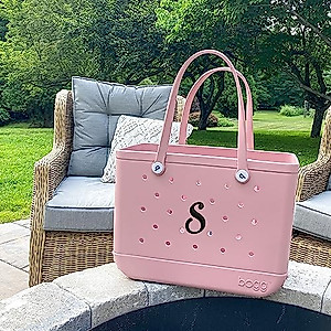 3PCS Letter Charms Compatible with Bogg Bags,2.75 in Large Size Bag Inserts Accessories Decorative Charm for Beach Bag (Black, L)