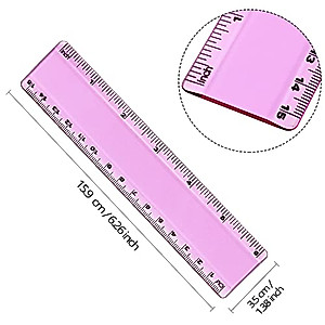ZZTX Color Plastic Ruler Straight Ruler Measuring Tool 6 Inch Ruler Set Rulers Bulk 3 Pack