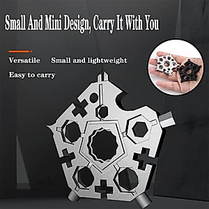 Pentagon Snowflake Multi Tool 23-in-1Carbon Steel Snowflake Handy Tool With Keyring,Portable Screwdriver/Wrench/ Bottle Opener Multitool Funny Gifts (Pentagonal snowflake（Silver）)