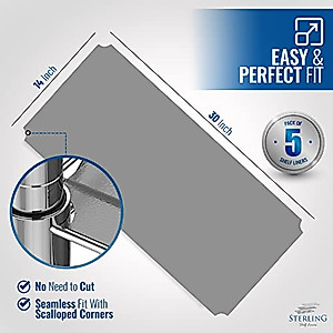 Shelf Liners for Wire Shelf System - Set of 5 in Graphite - 14 x 30 inch - Plastic Wire Shelving Shelf Mats